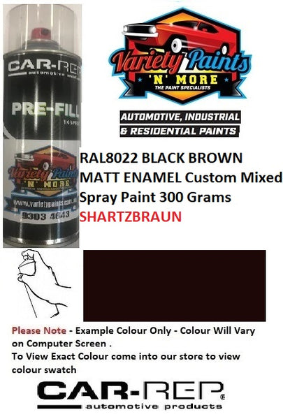 RAL8022 Black Brown MATT Enamel Custom Mixed Spray Paint 300 grams