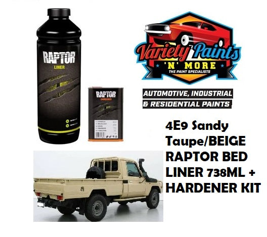4E9 Sandy Taupe/BEIGE RAPTOR BED LINER 738ML + HARDENER KIT