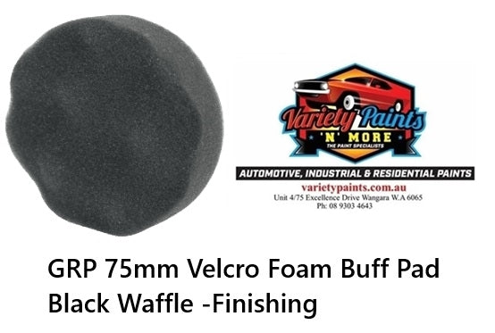 Velocity 80mm Velcro Foam Buff Pad Black Waffle -Finishing
