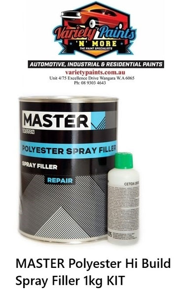 MASTER Troton Polyester Hi Build Spray Filler 1kg KIT