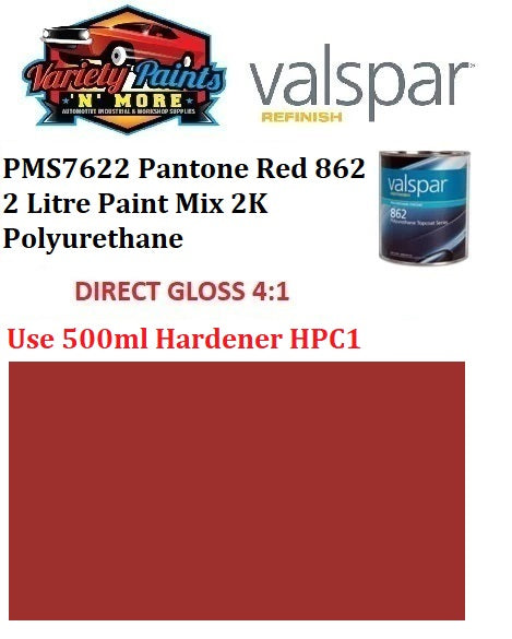 PMS7622 Pantone Red 862 2 Litre Paint Mix 2K Polyurethane PART A 18S07