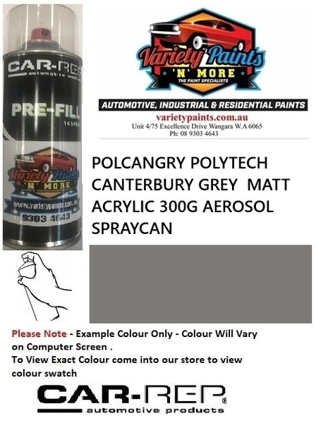 POLCANGRY POLYTECH CANTERBURY GREY MATT ACRYLIC 300G AEROSOL SPRAYCAN