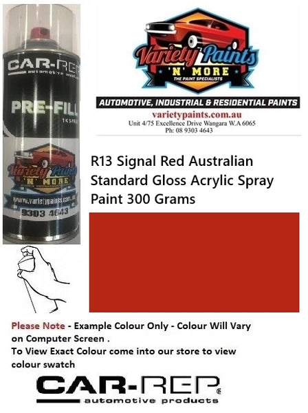 R13 Signal Red Australian Standard Gloss Acrylic Spray Paint 300 Grams