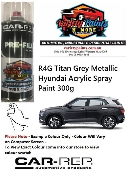 R4G Titan Grey Metallic Hyundai Acrylic Spray Paint 300g