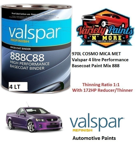 970L COSMO MICA MET Valspar 4 litre Performance Basecoat Paint Mix 888