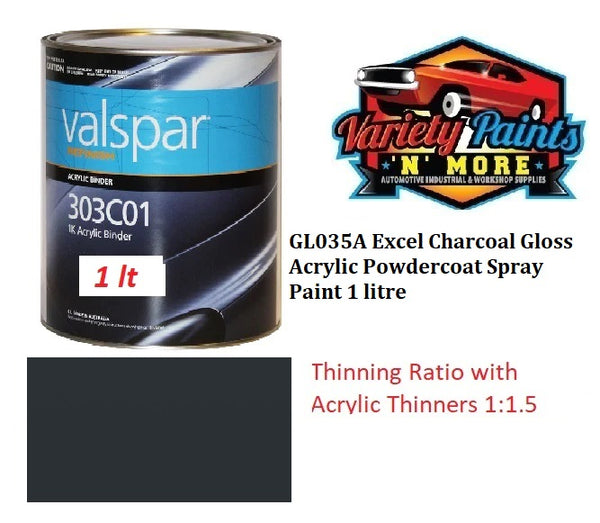 GL035A Excel Charcoal Gloss Acrylic Powdercoat Spray Paint 300g