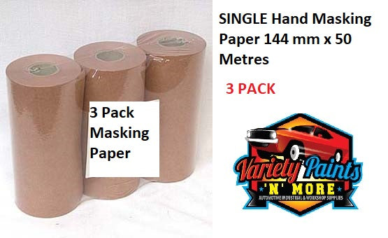 Velocity Hand Masking Paper 150mm x 50 Metres 3 pack