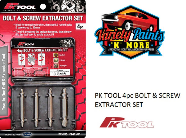 PKTool 4pc BOLT & SCREW EXTRACTOR SET