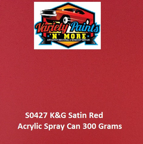 Variety Paints S0427 K&G RED Satin Valspar Acrylic Spray Paint 300 grams